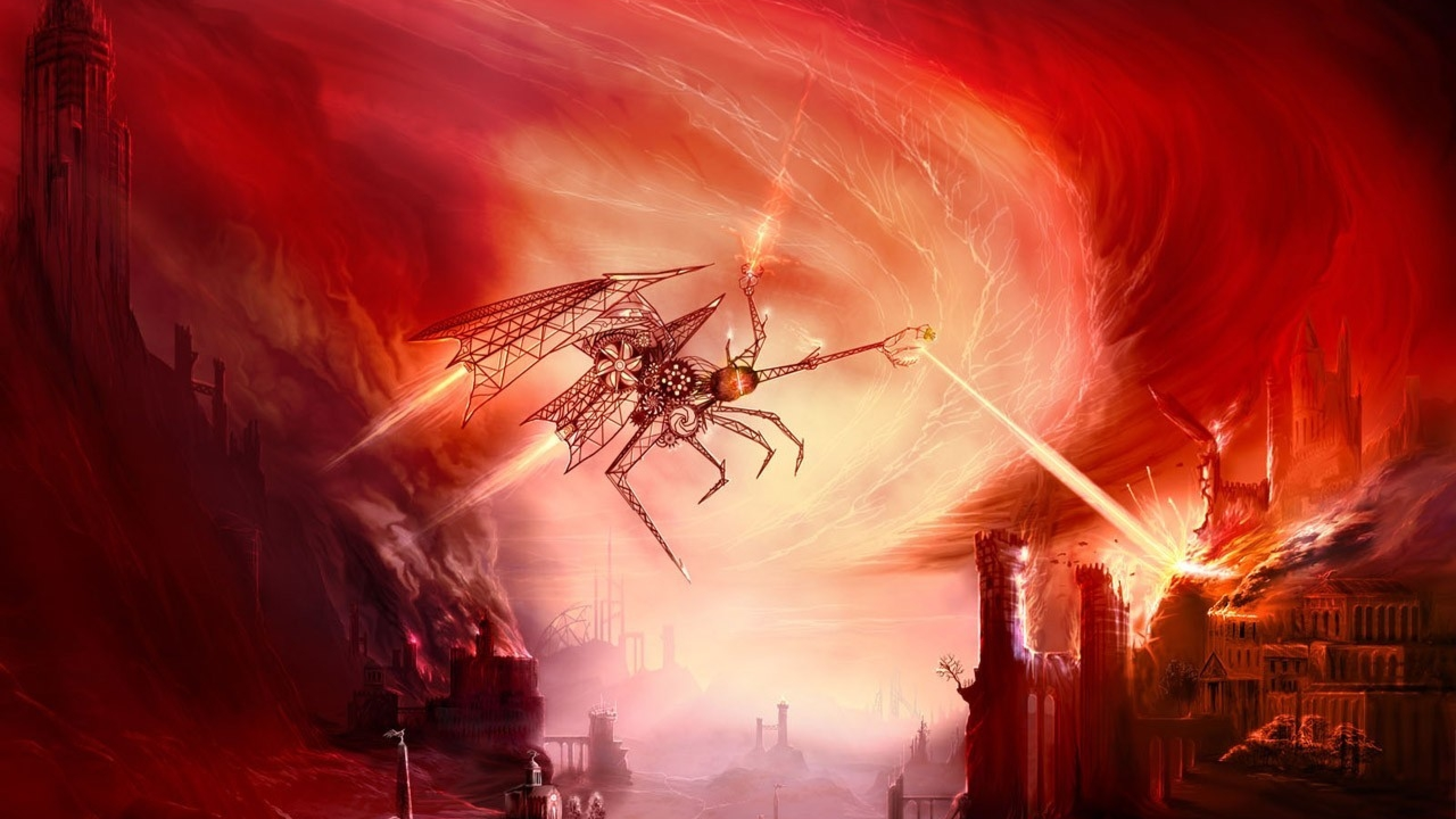 5120x2880 Resolution lock, robot, fire 5K Wallpaper - Wallpapers Den