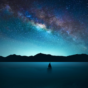 300x300 Resolution Lone Sailboat on Milky Way Night 300x300 Resolution ...