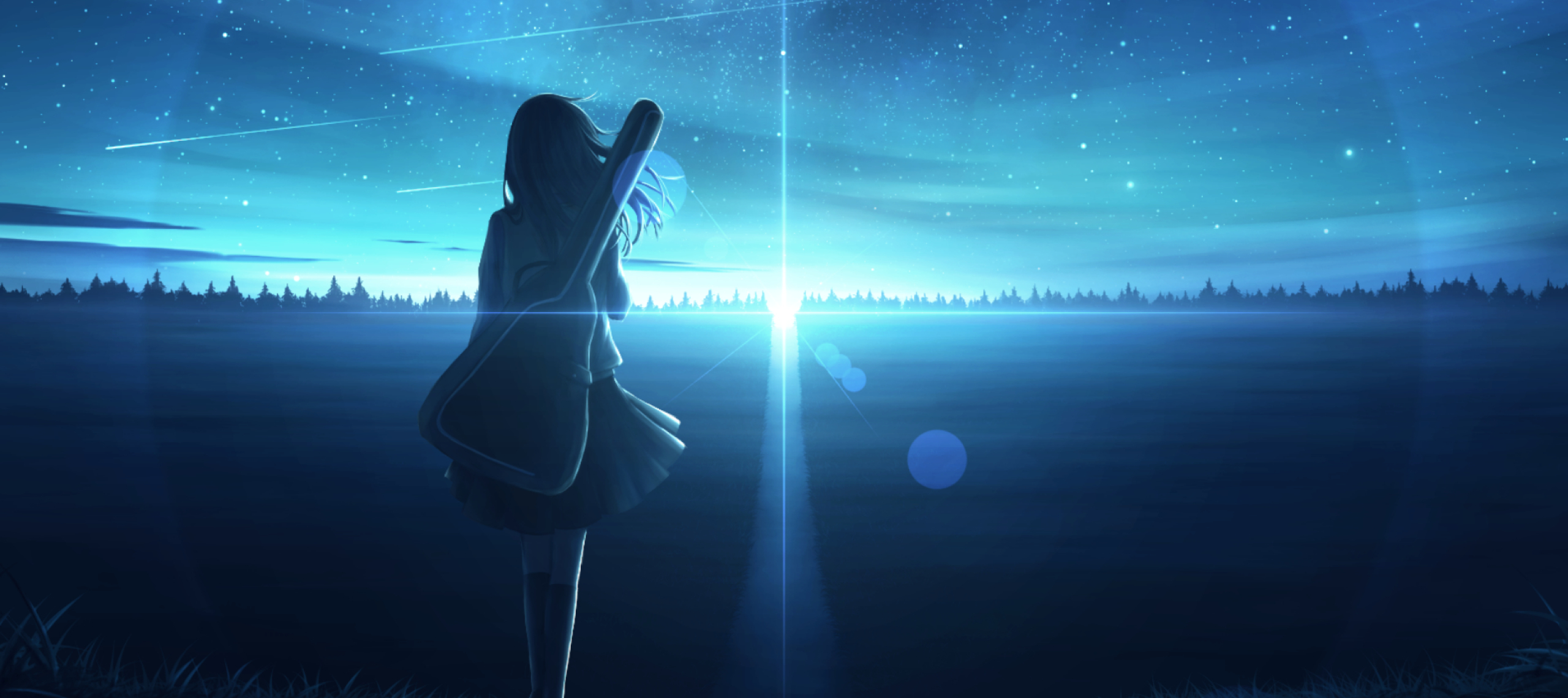 2560x1140 Resolution Lonely Anime Girl in Sunset 2560x1140 Resolution ...