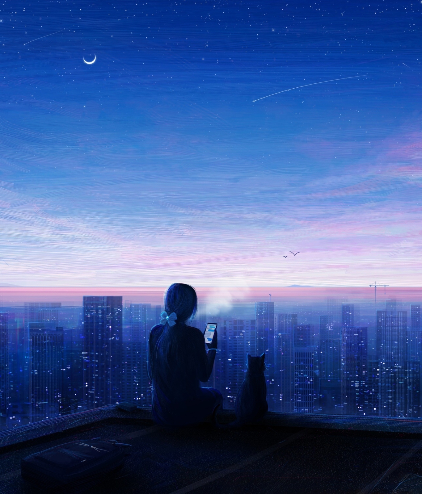 1366x1600 Resolution Lonely Girl with Cat 1366x1600 Resolution ...