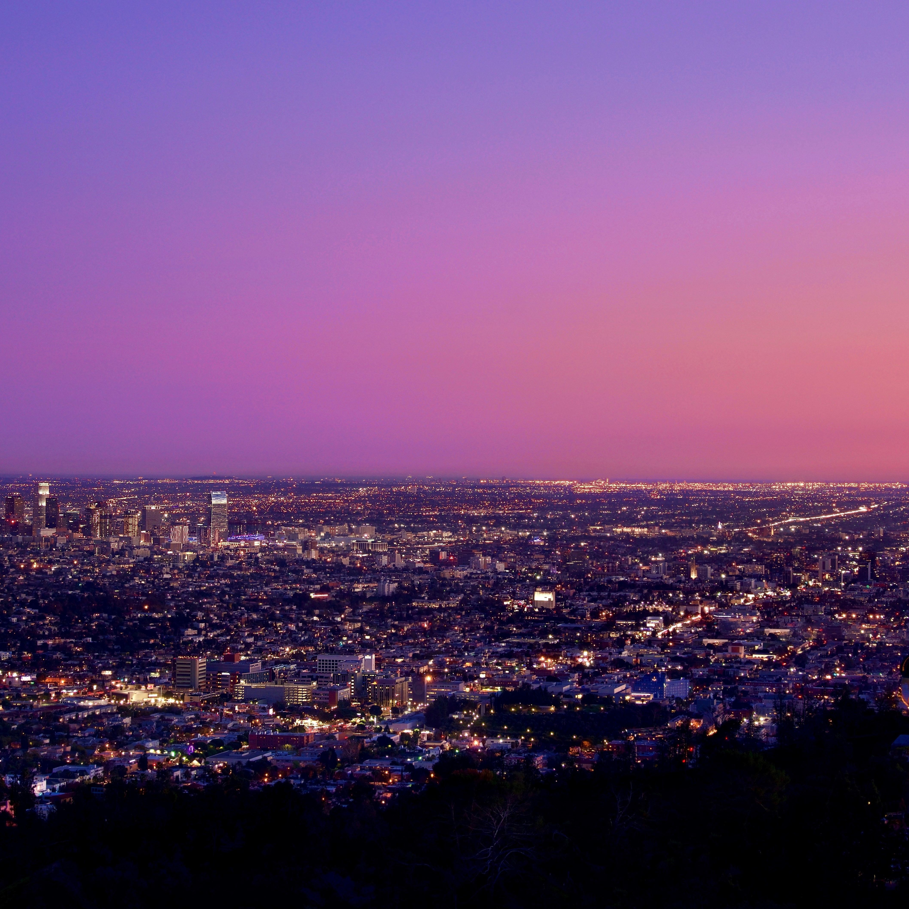 3840x3840 Resolution Los Angeles at Night Pink Sky 3840x3840 Resolution ...