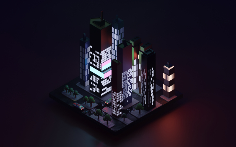 800x500 Resolution Low Poly City Block 800x500 Resolution Wallpaper ...