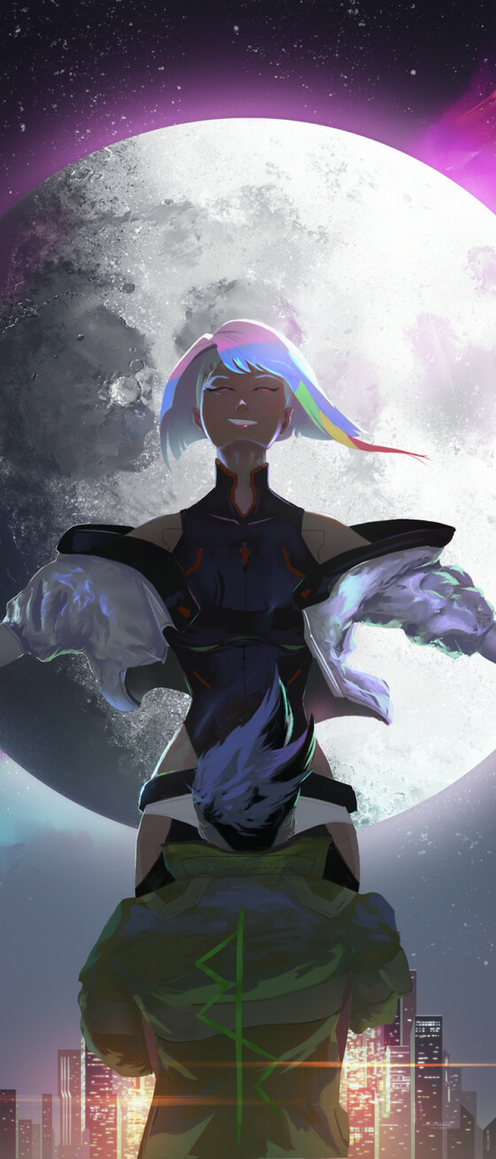 720x1680 Resolution Lucy and David Love Cyberpunk Edgerunners Art ...