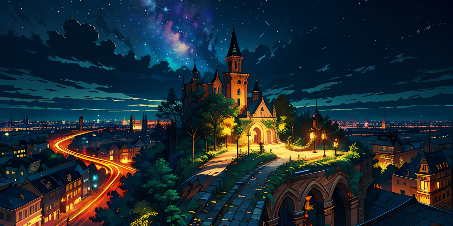 1440x720 Resolution Magical Castle HD Anime Night 1440x720 Resolution ...