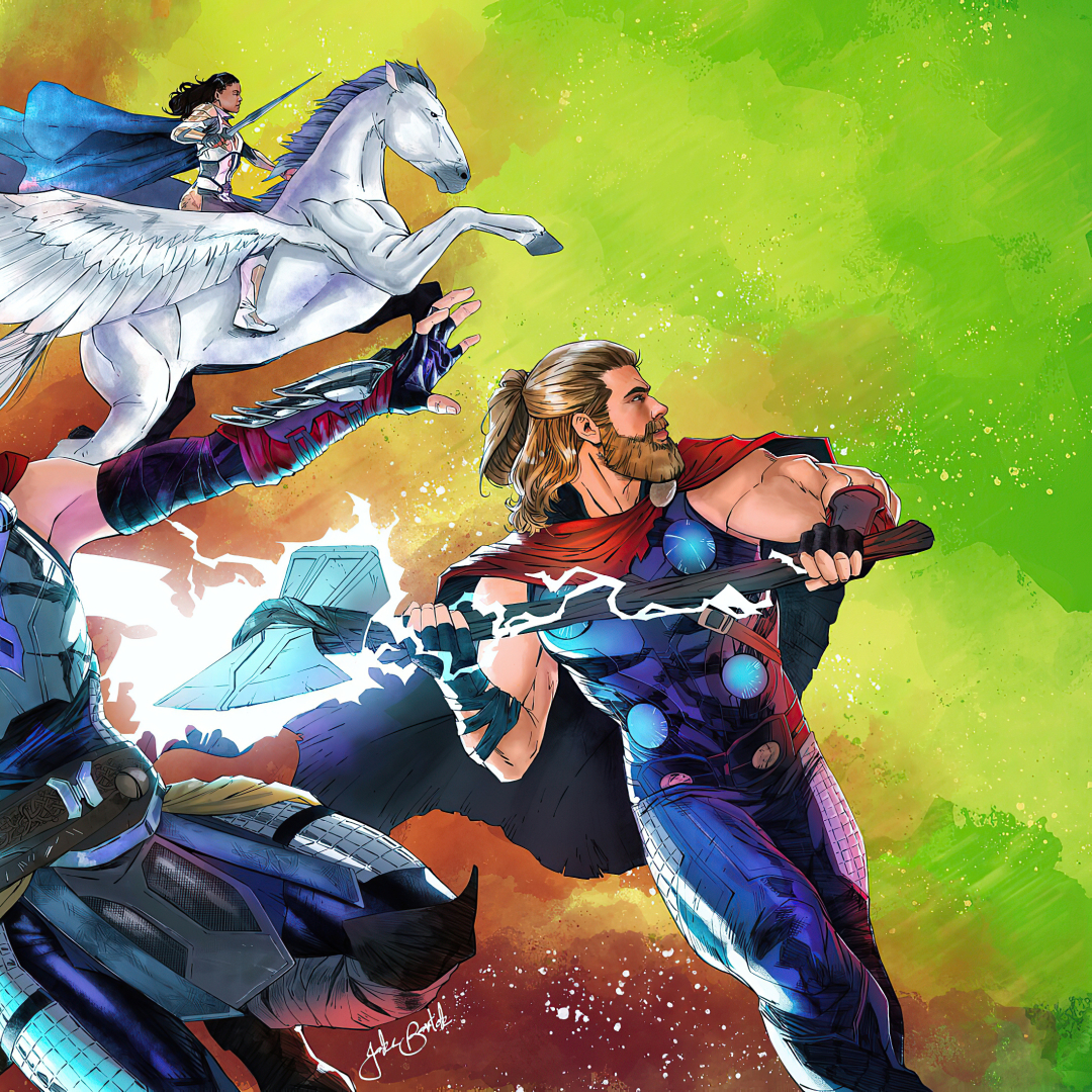 1080x1080 Resolution Male and Female Thor with Valkyrie 1080x1080 ...