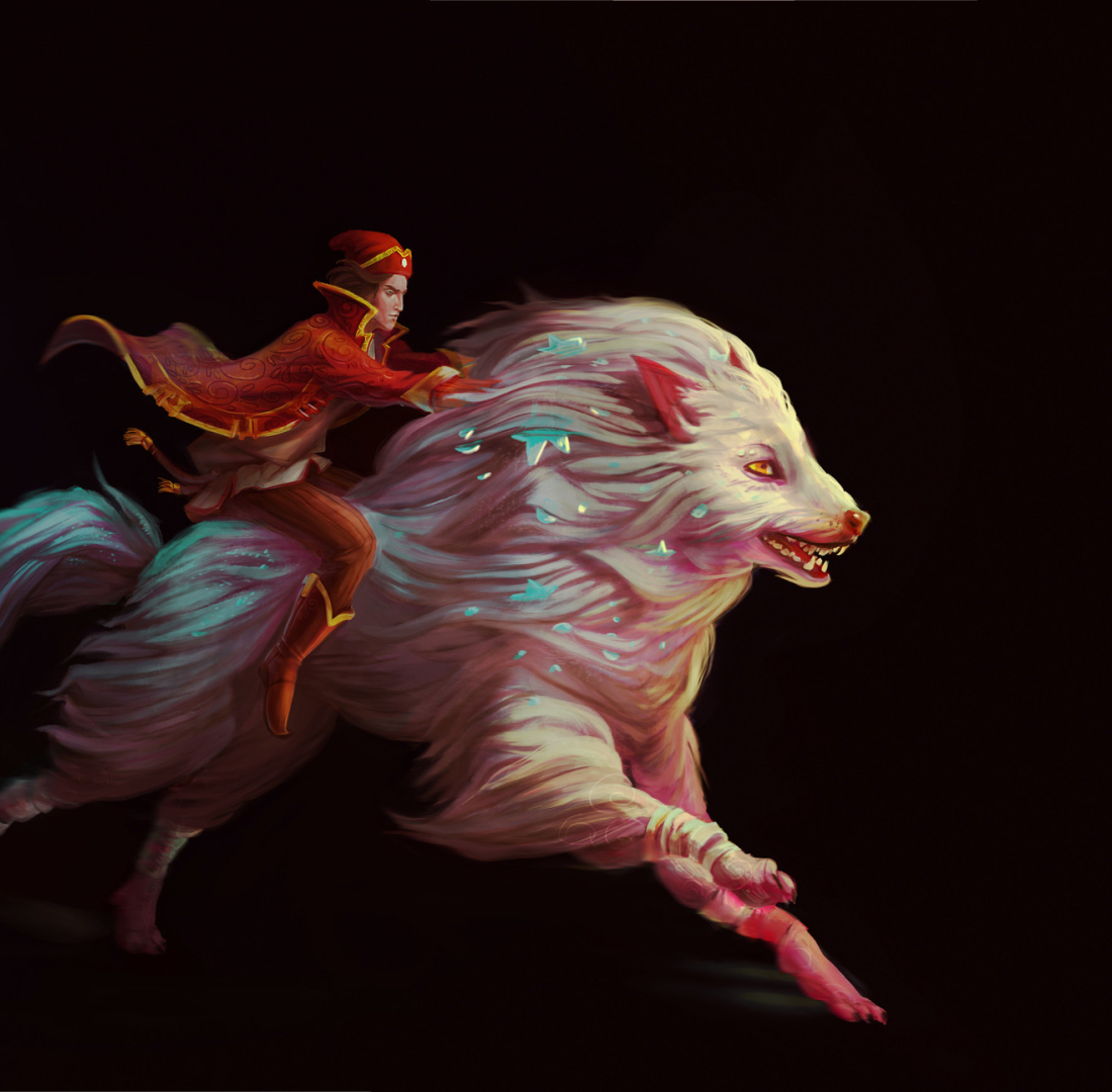 1100x1080 Man Riding a White Wolf 1100x1080 Resolution Wallpaper, HD ...