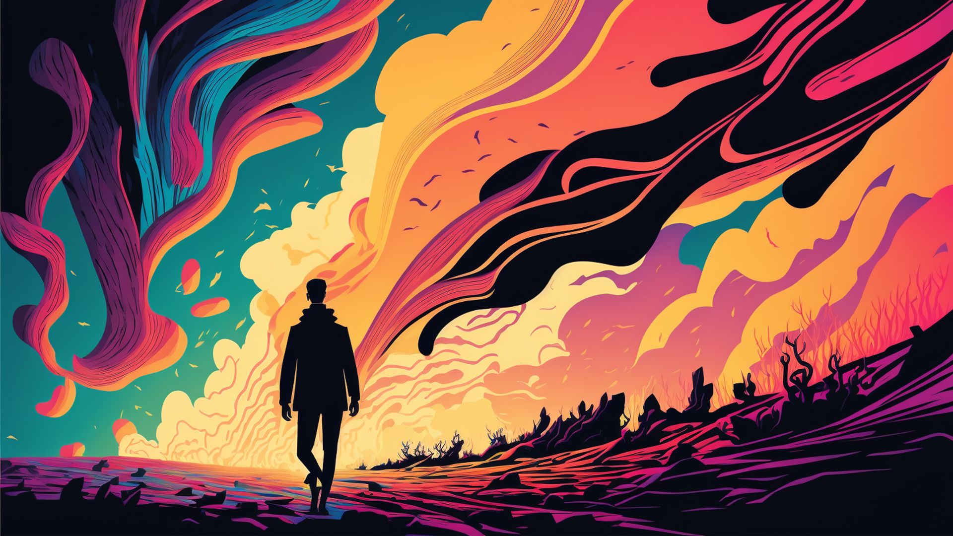 Man Walking In Colors Wallpaper HD Artist 4K Wallpapers Images And