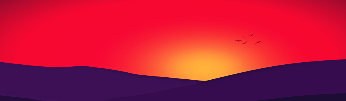 1200x350 Resolution Minimal Sunset, Purple Mountains And Birds 1200x350 ...