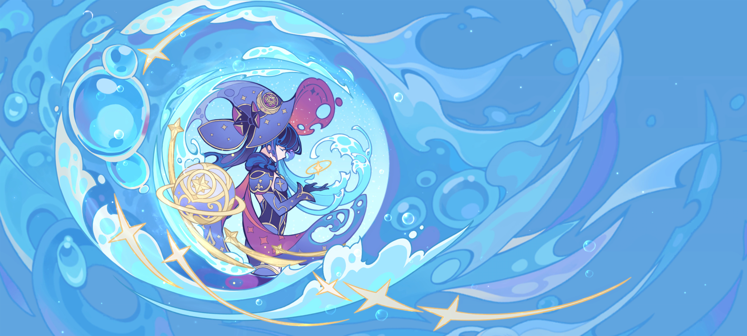 2400x1080 Resolution Mona Cool Genshin Impact Digital Art HD 2400x1080 ...