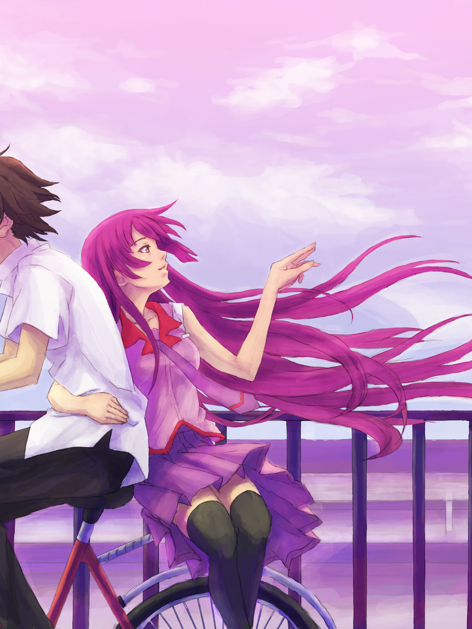 1536x2048 Resolution Monogatari Series Araragi Koyomi And Senjougahara ...