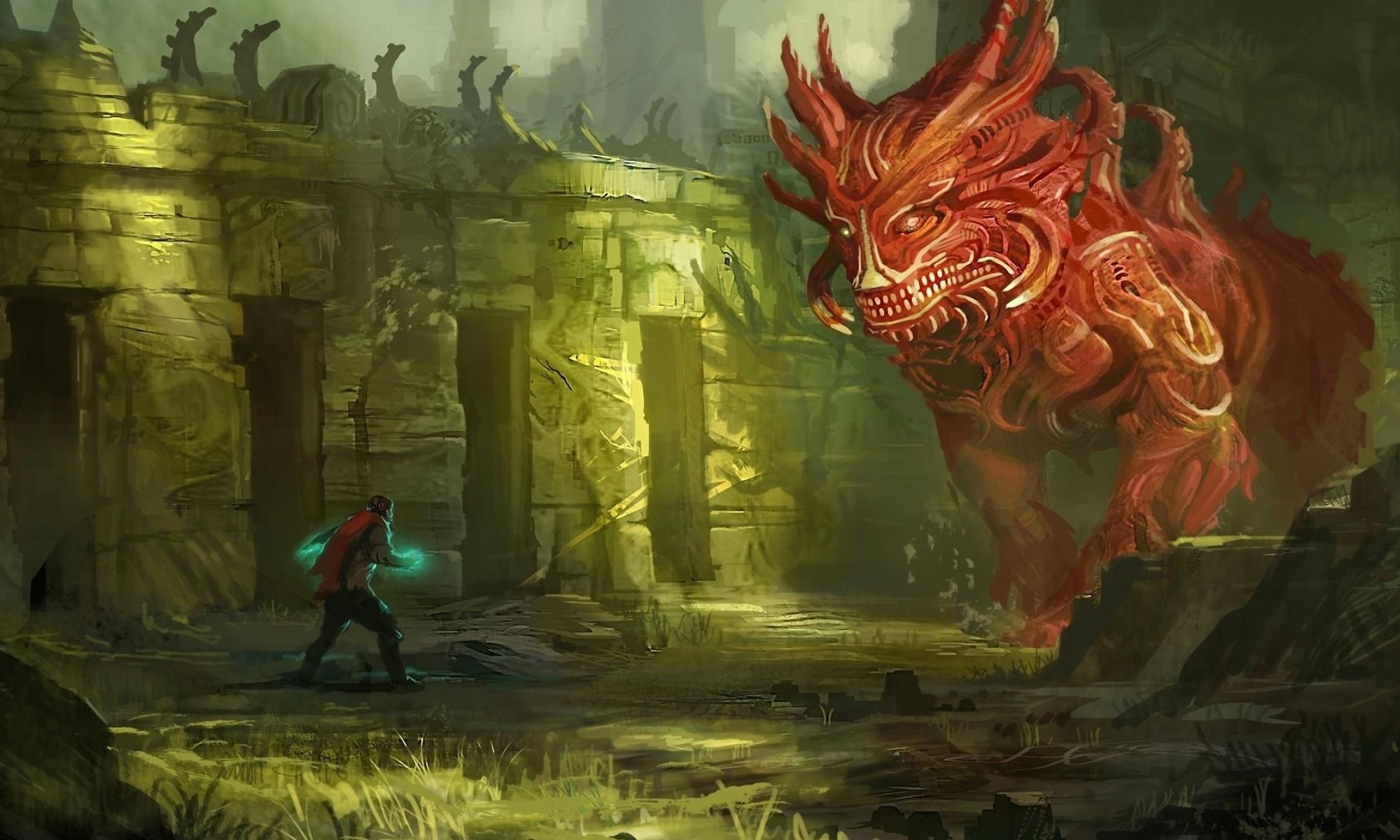 2000x1200 Resolution monster, man, defense 2000x1200 Resolution ...