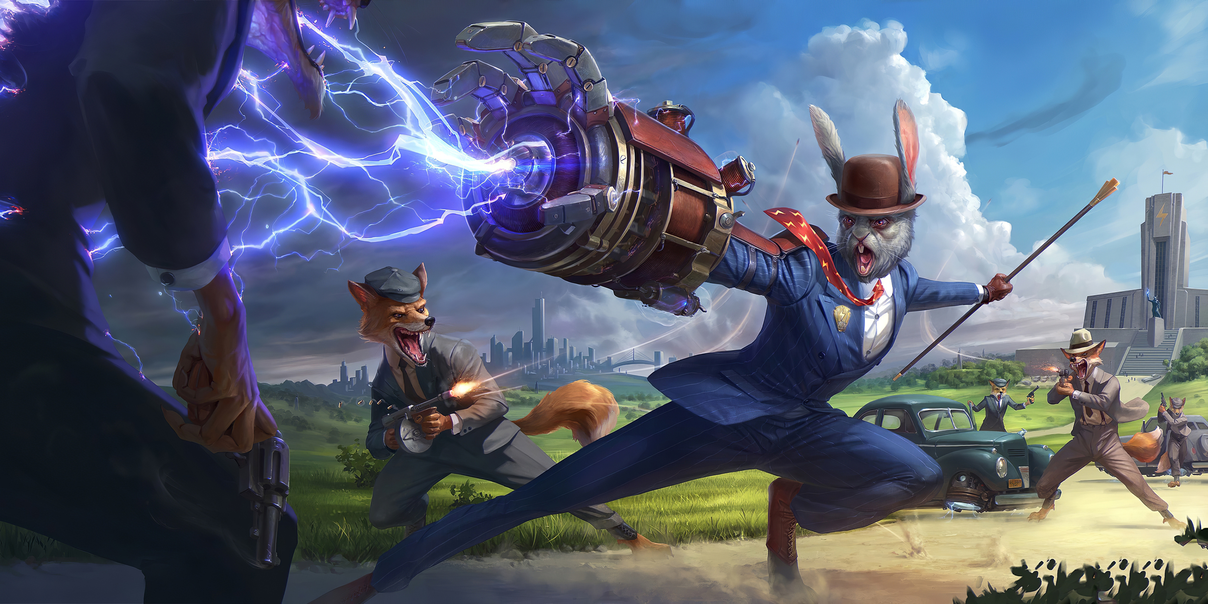 3840x1920 Resolution Mr Blue Art War Of The Elements 3840x1920 ...