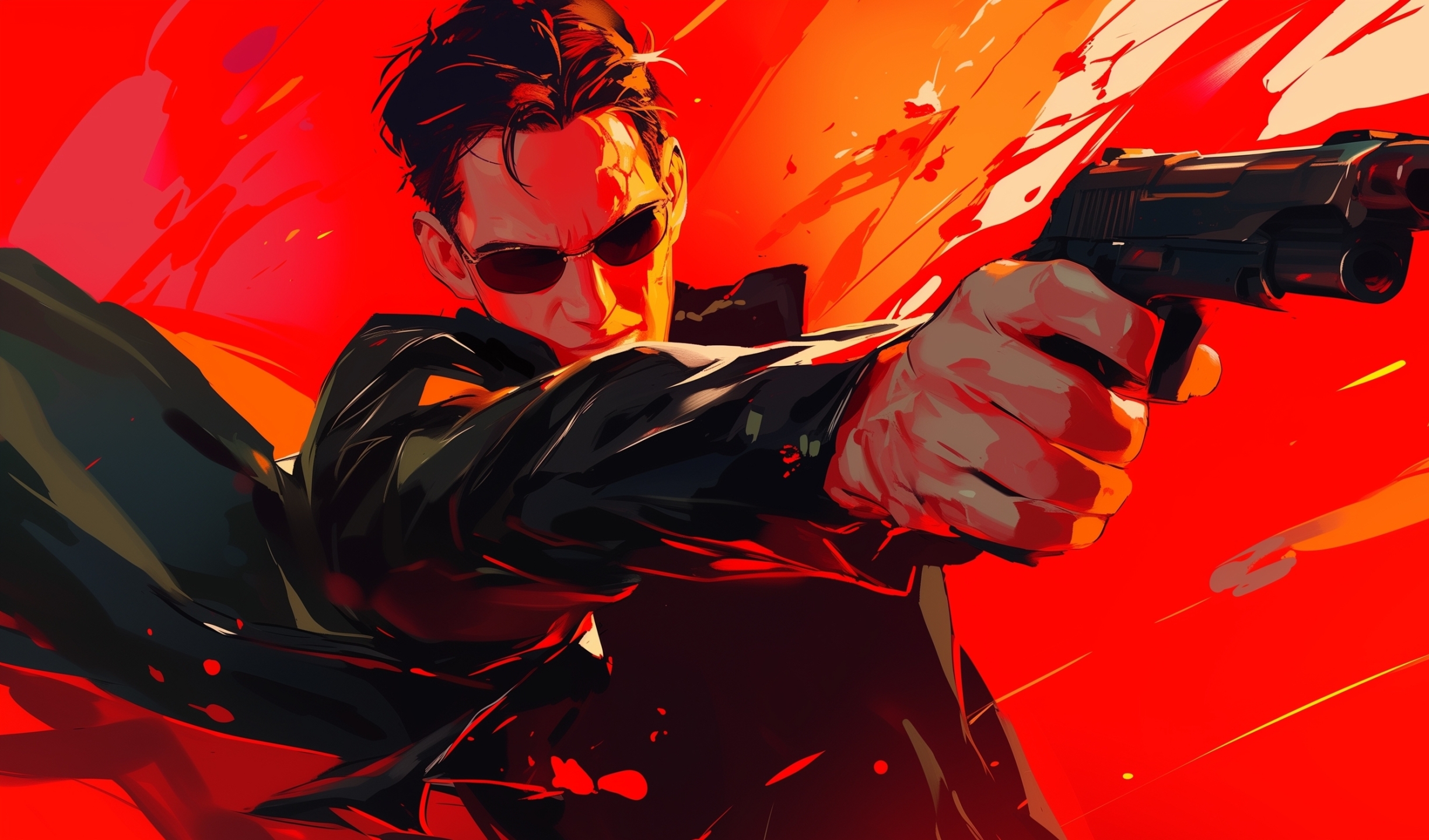 2450x1440 Resolution Neo Cool The Matrix Digital Action Scene 2450x1440 ...