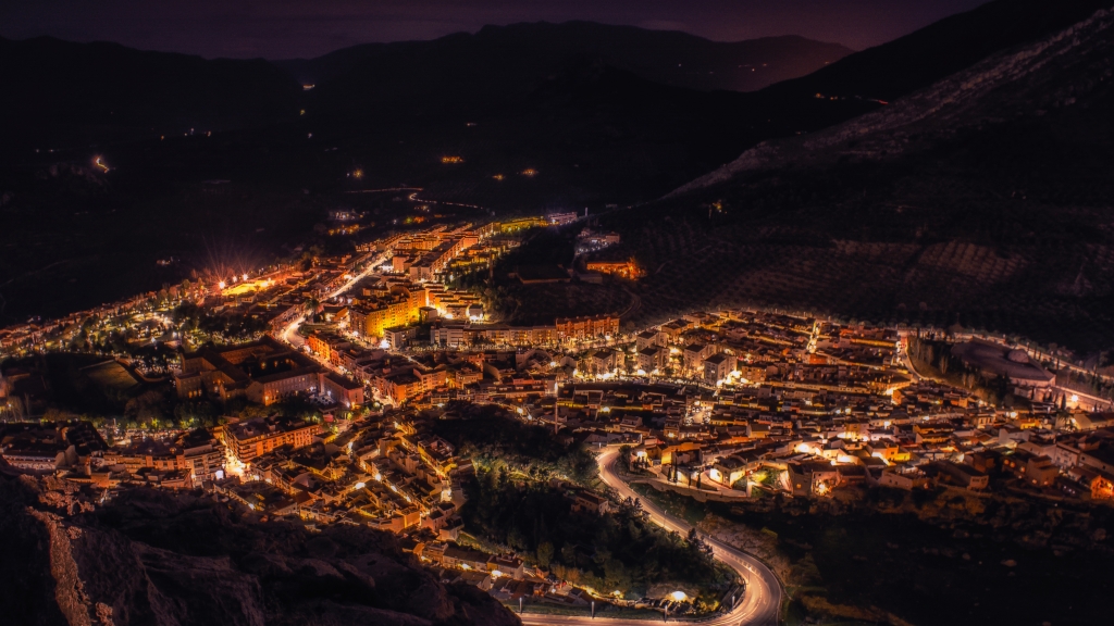 1024x576 Resolution night city, top view, city lights 1024x576 ...