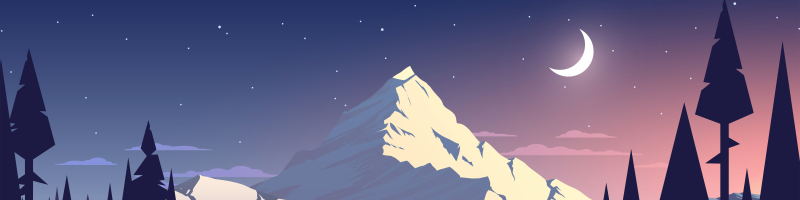 800x200 Resolution Night Mountains Summer Illustration 800x200 ...