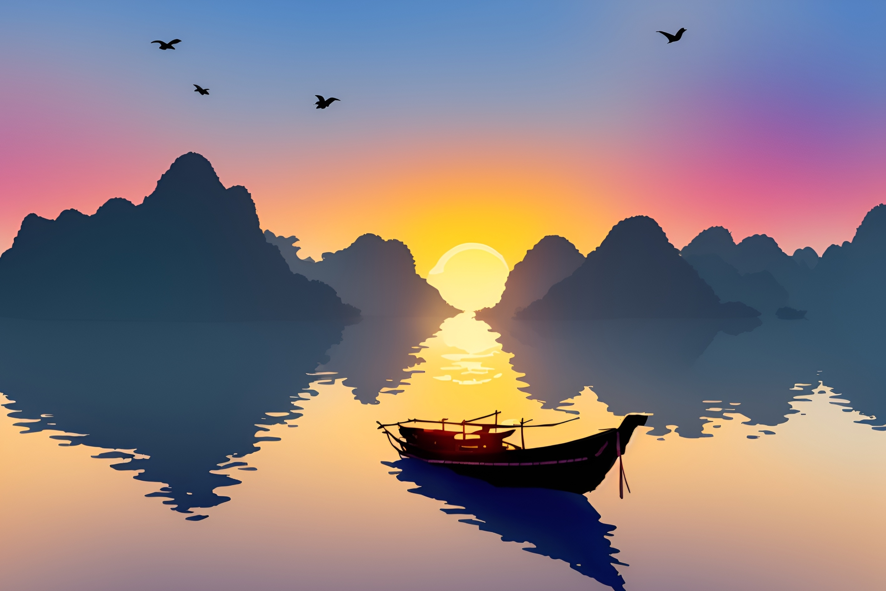 3000x2000 Resolution Ninh Binh Sunset Cool AI Art 3000x2000 Resolution ...