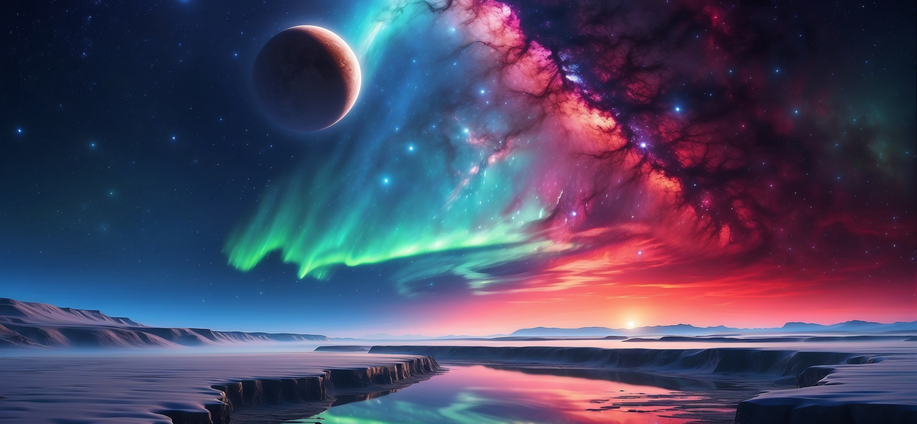 1792x828 Resolution Northern Lights and Planets HD Space Background ...
