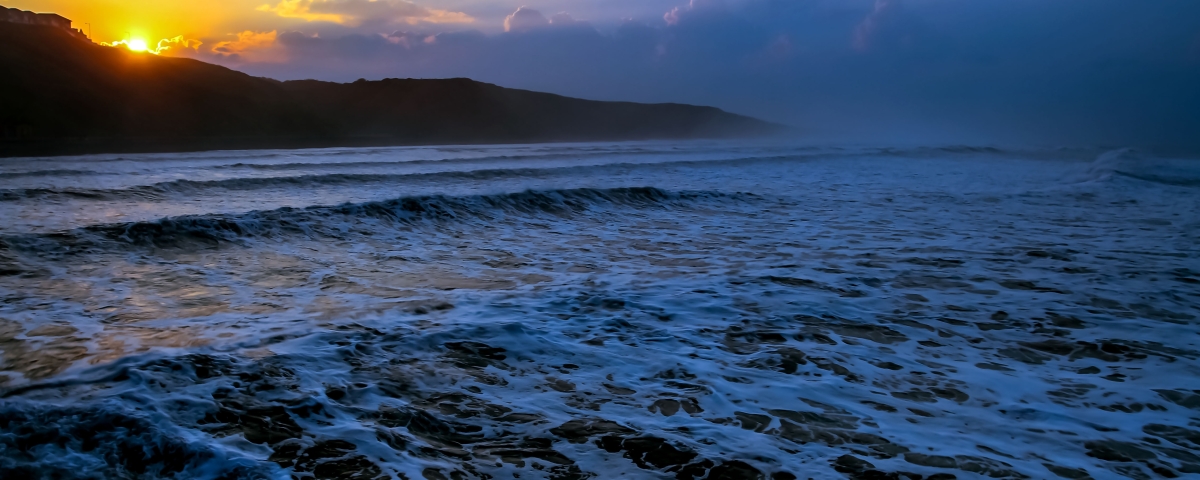 1200x480 Resolution ocean, waves, sunset 1200x480 Resolution Wallpaper ...