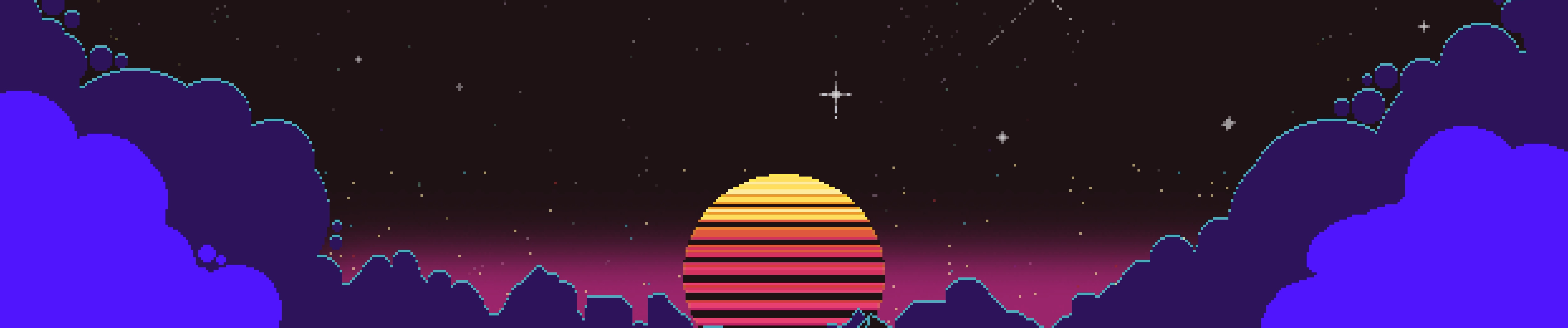 6880x1440 Resolution Outrun Pixel Sunset 6880x1440 Resolution Wallpaper ...