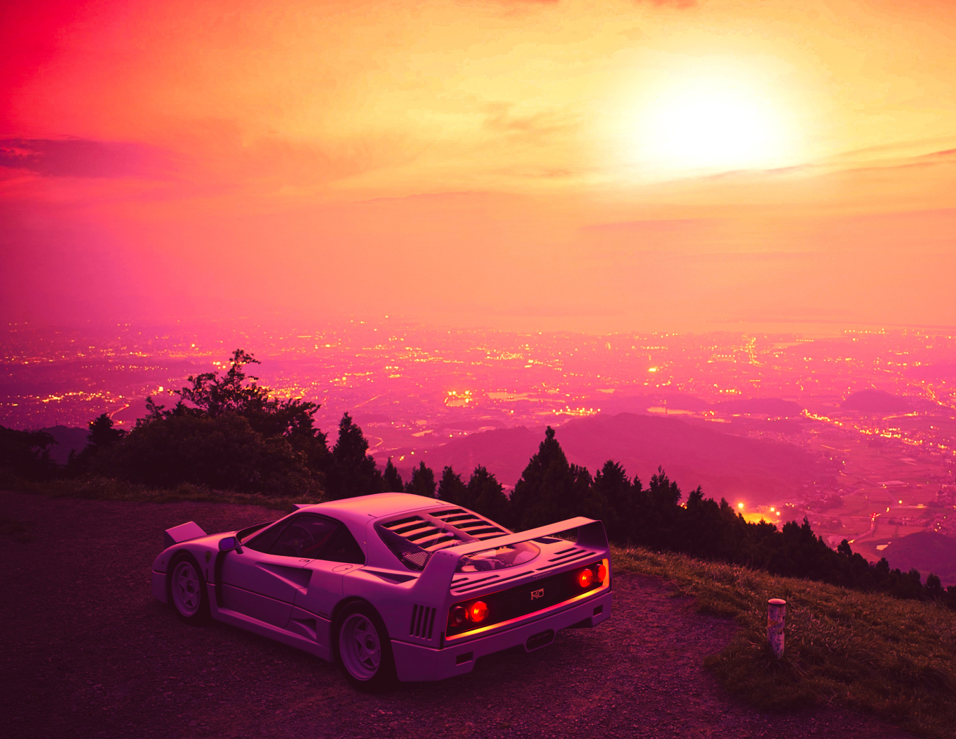 1359x1050 Outrun Sunset 4K 1359x1050 Resolution Wallpaper, HD Artist 4K ...
