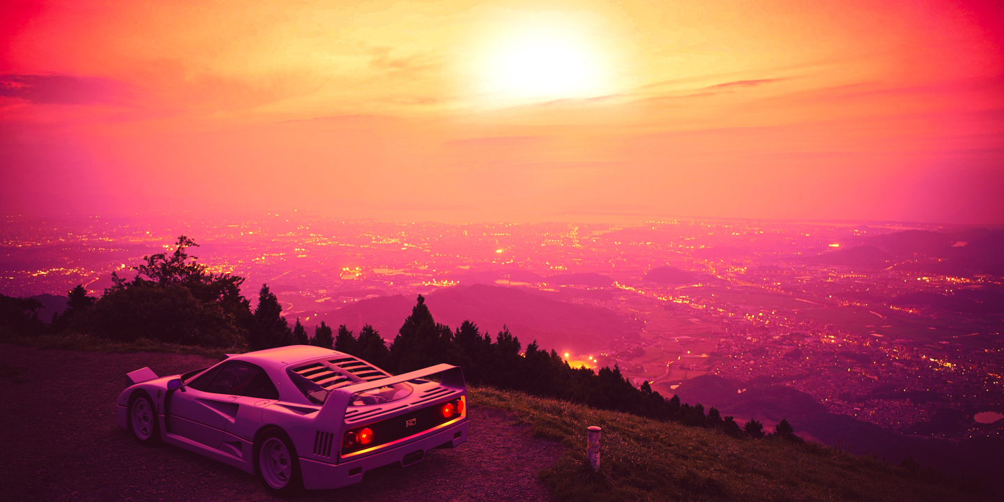1440x720 Resolution Outrun Sunset 4K 1440x720 Resolution Wallpaper ...