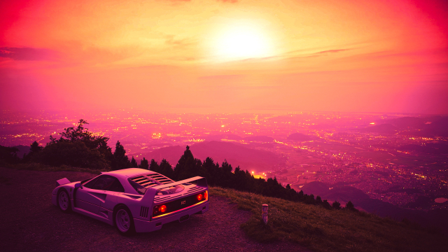 640x360 Outrun Sunset 4K 640x360 Resolution Wallpaper, HD Artist 4K ...