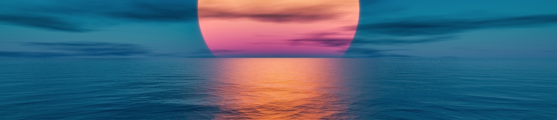 1125x243 Resolution Outrun Sunset at the Ocean 1125x243 Resolution ...