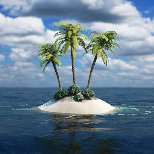 512x512 Resolution Palm Trees In The Middle Of Ocean 512x512 Resolution ...
