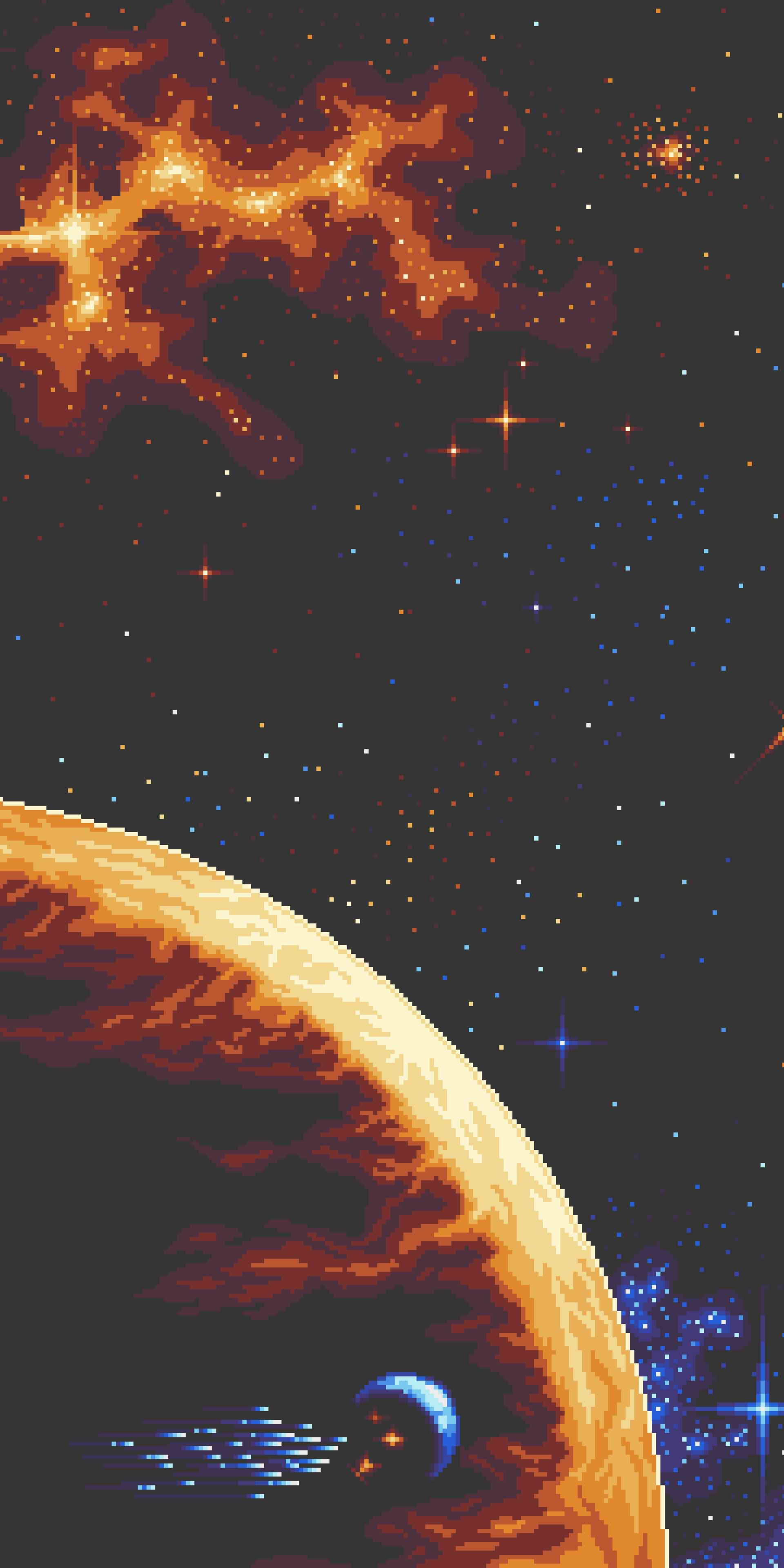 1920x3840 Resolution Pixel Art Skies Ablaze Digital Space 1920x3840 ...