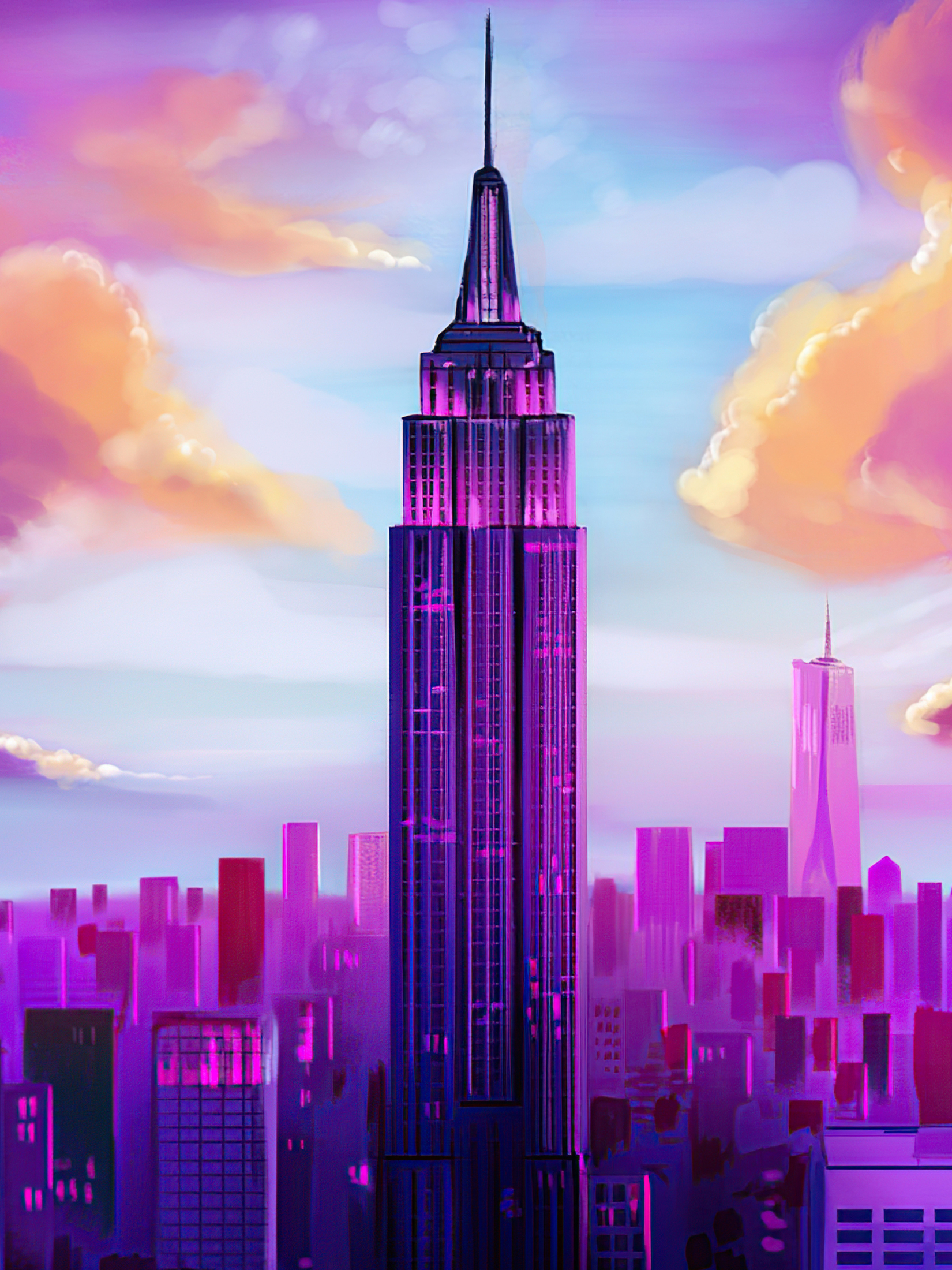 1650x2200 Resolution Purple Tall Buildings Minimal 1650x2200 Resolution ...