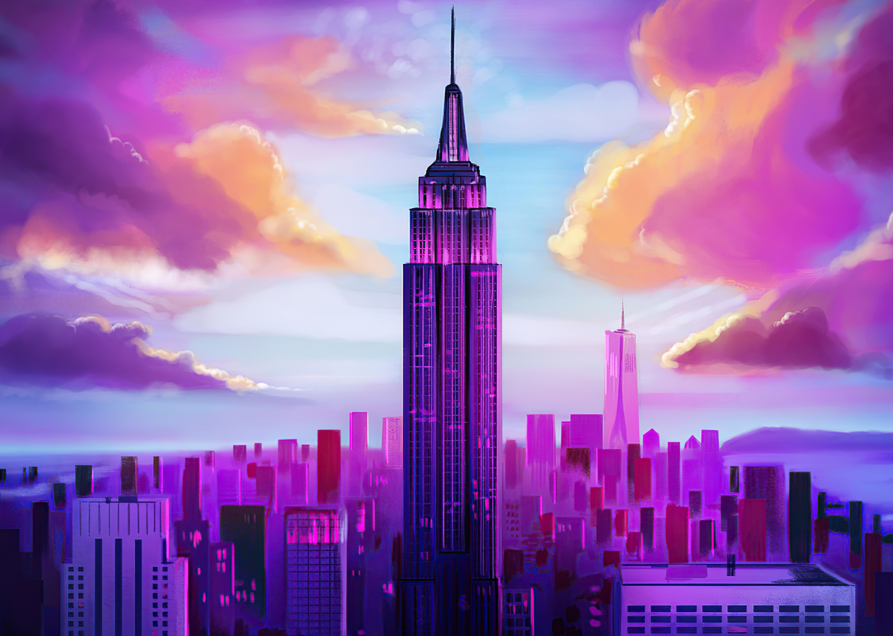 2920x2080 Resolution Purple Tall Buildings Minimal 2920x2080 Resolution ...