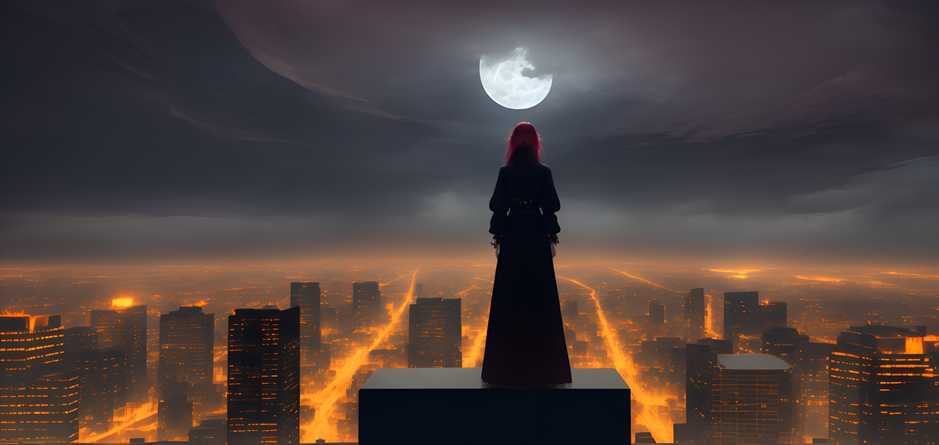 1900x900 Resolution Realistic Sad Girl Alone in Full Moon 1900x900 ...