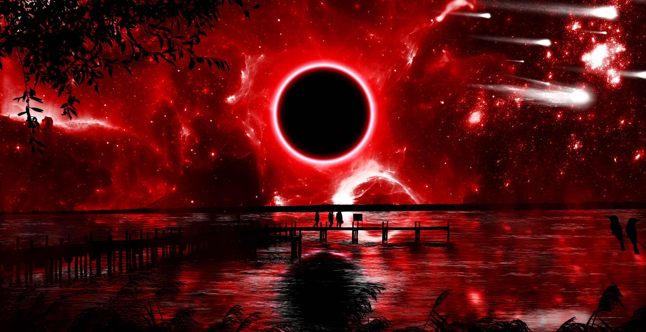 2174x1120 Resolution Red Eclipse Digital Art 2174x1120 Resolution ...