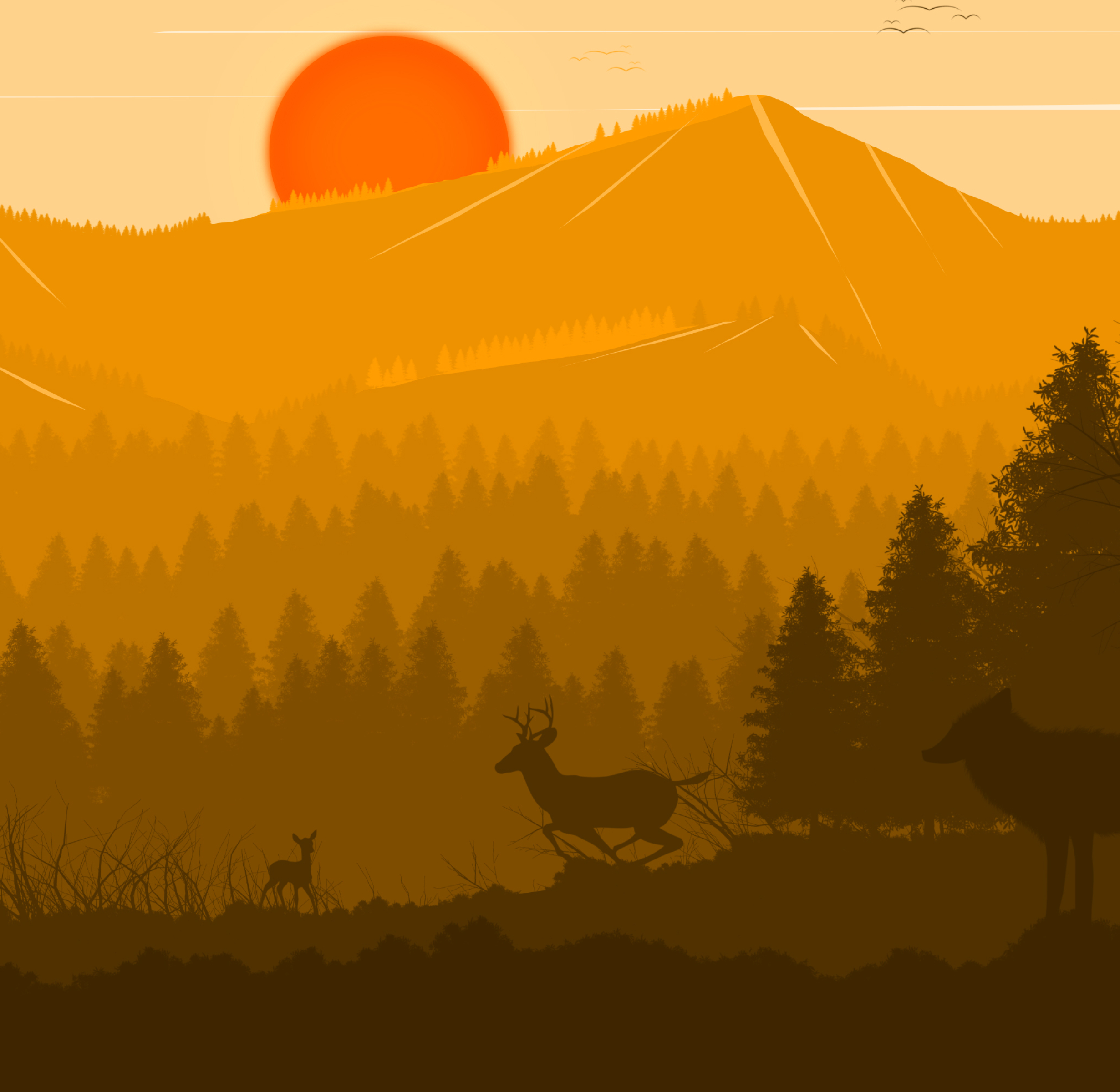 2460x2400 Resolution Red Sun Artistic Forest 2460x2400 Resolution ...