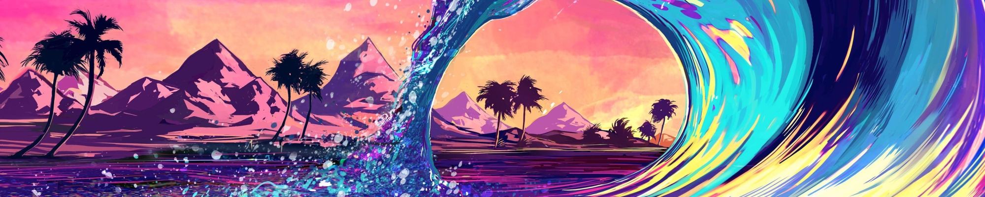 2000x400 Resolution Retro Wave Ocean 2000x400 Resolution Wallpaper ...