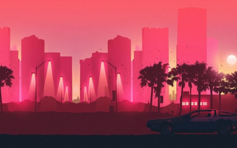800x500 Resolution Retrowave DeLorean 800x500 Resolution Wallpaper ...