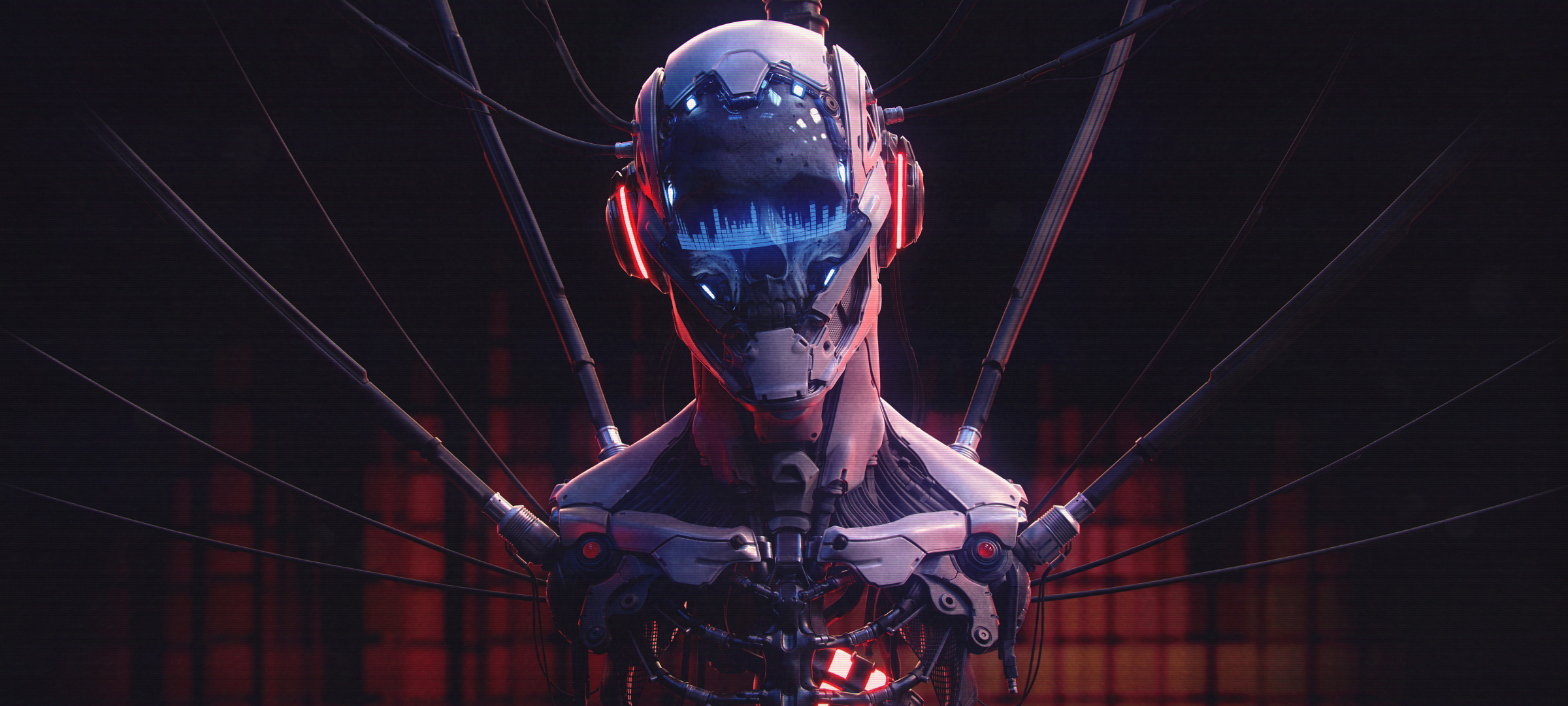 2400x1080 Resolution Robot Skull Playing Music 2400x1080 Resolution ...