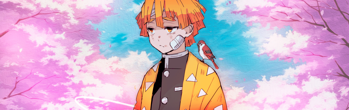 1400x442 Resolution Sad Zenitsu Agatsuma Painting 1400x442 Resolution ...