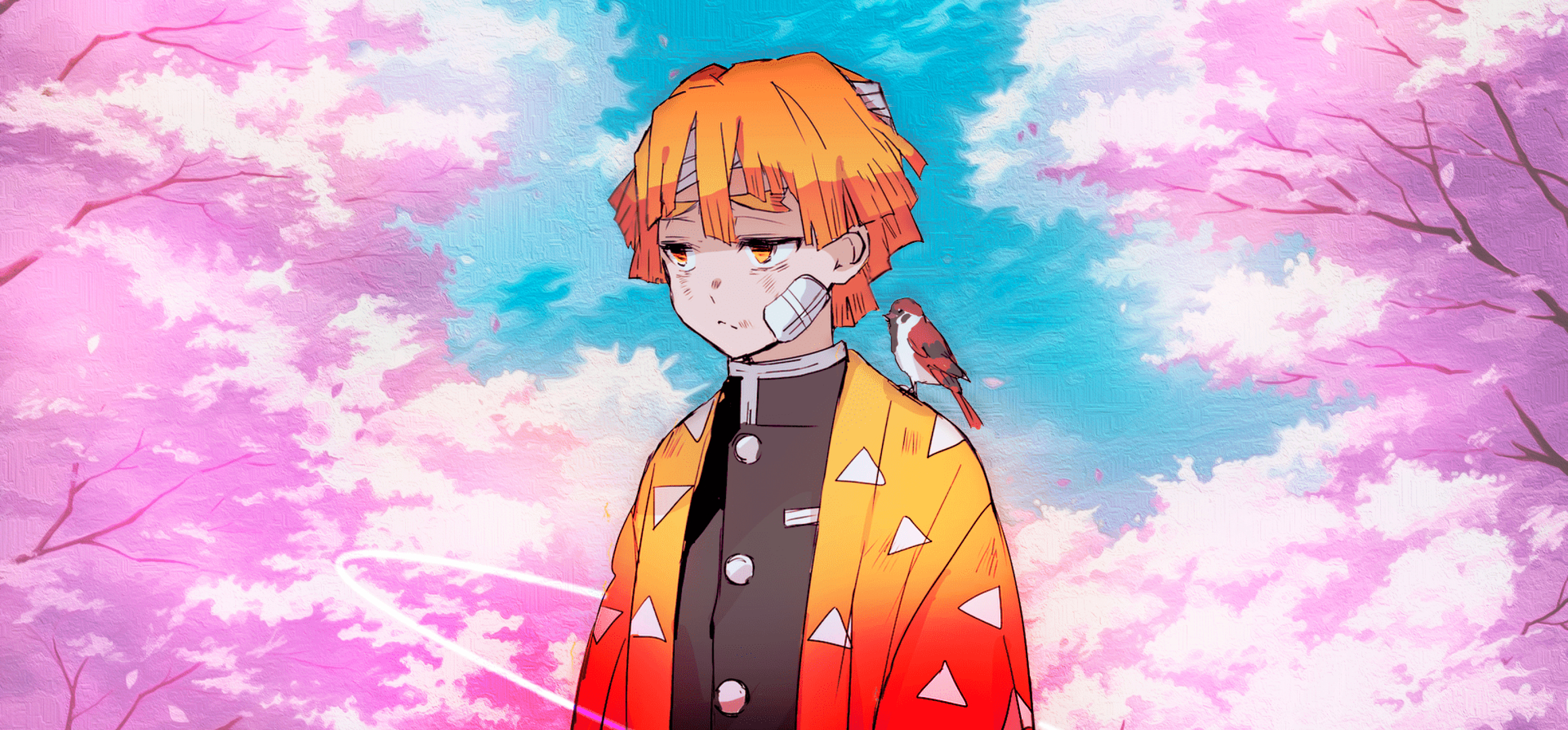 3088x1440 Resolution Sad Zenitsu Agatsuma Painting 3088x1440 Resolution ...