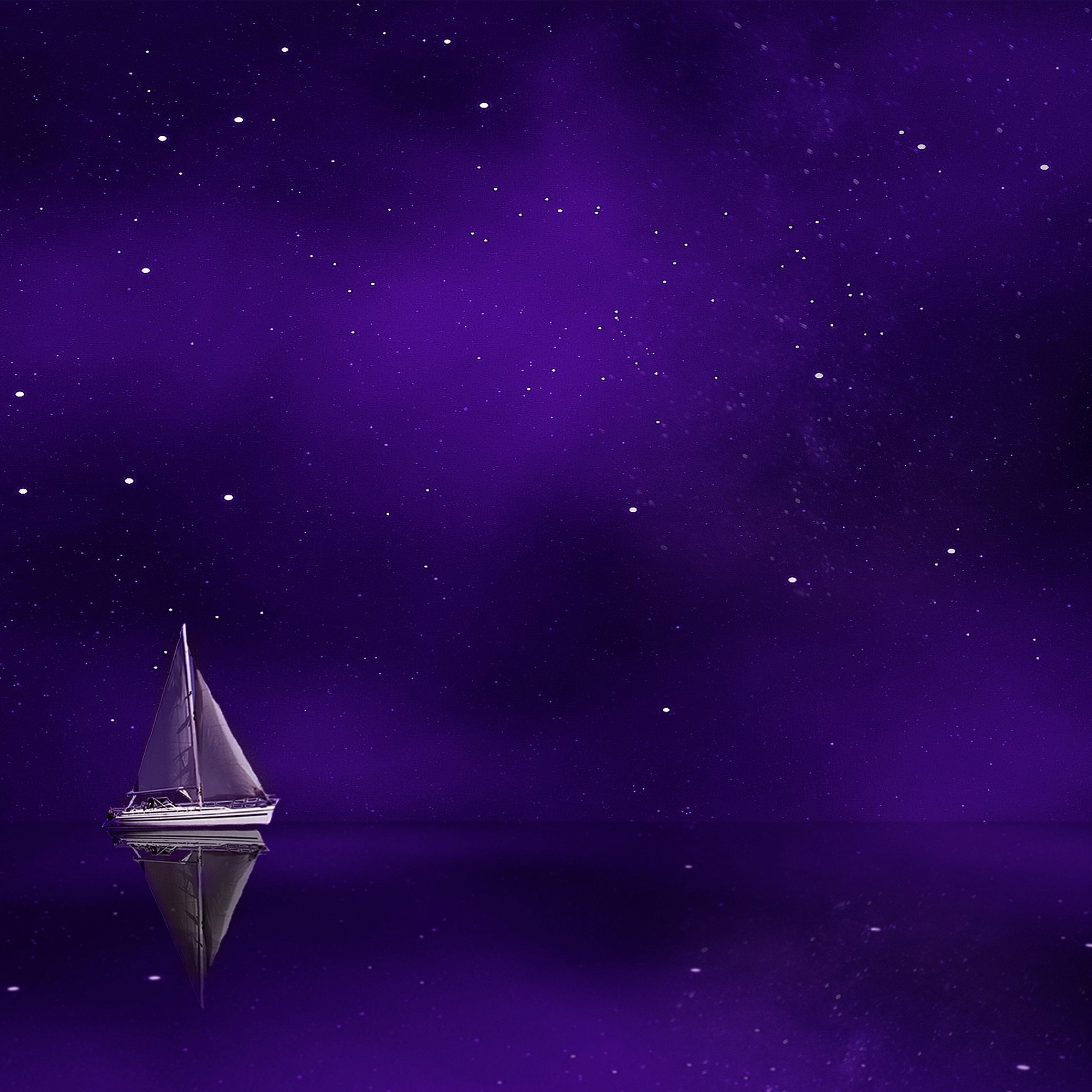 3088x3088 Resolution Sailing Ship In Purple Ocean 3088x3088 Resolution ...
