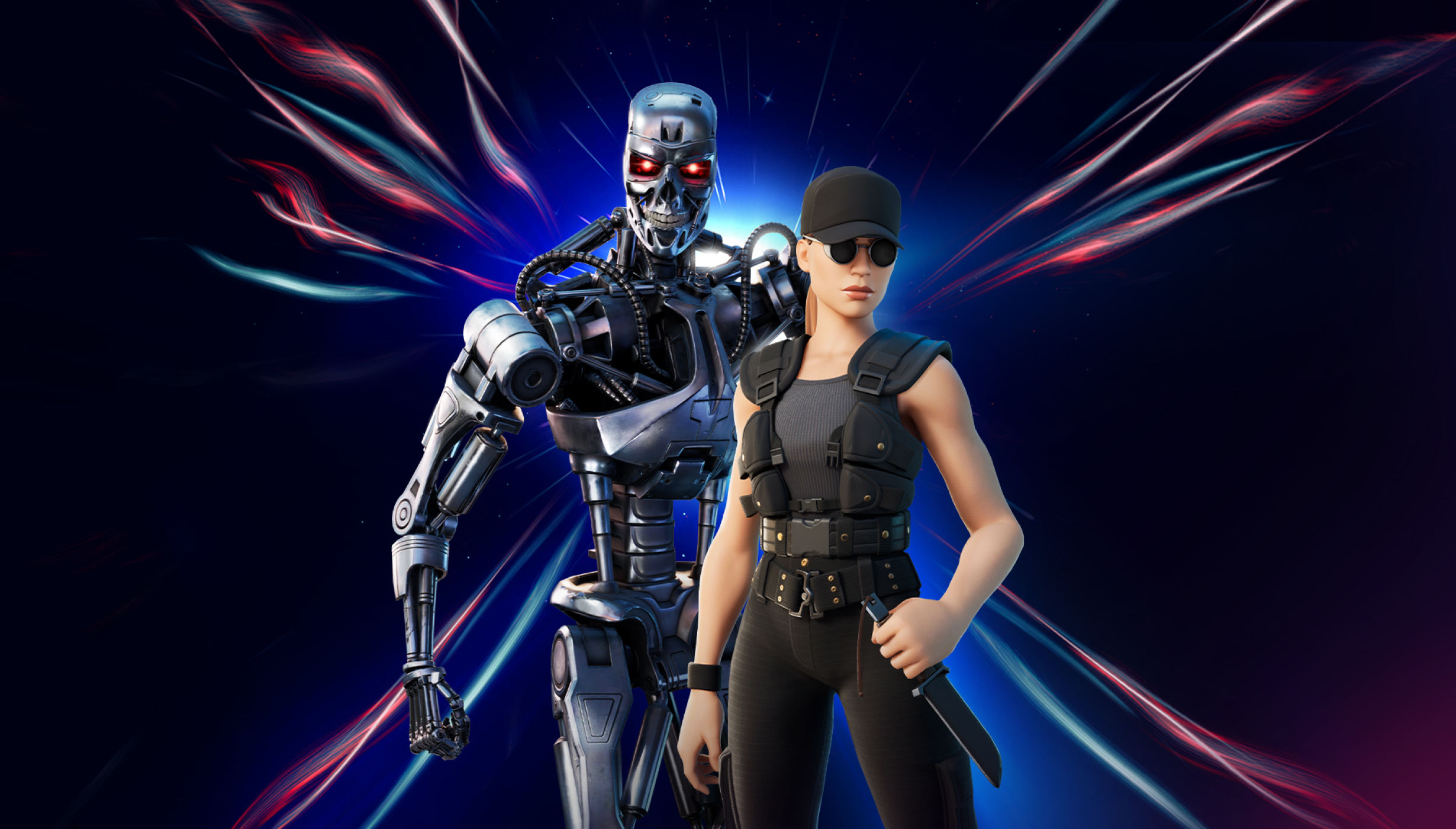 2460x1400 Resolution Sarah Connor and Terminator 800 Fortnite 2460x1400 ...