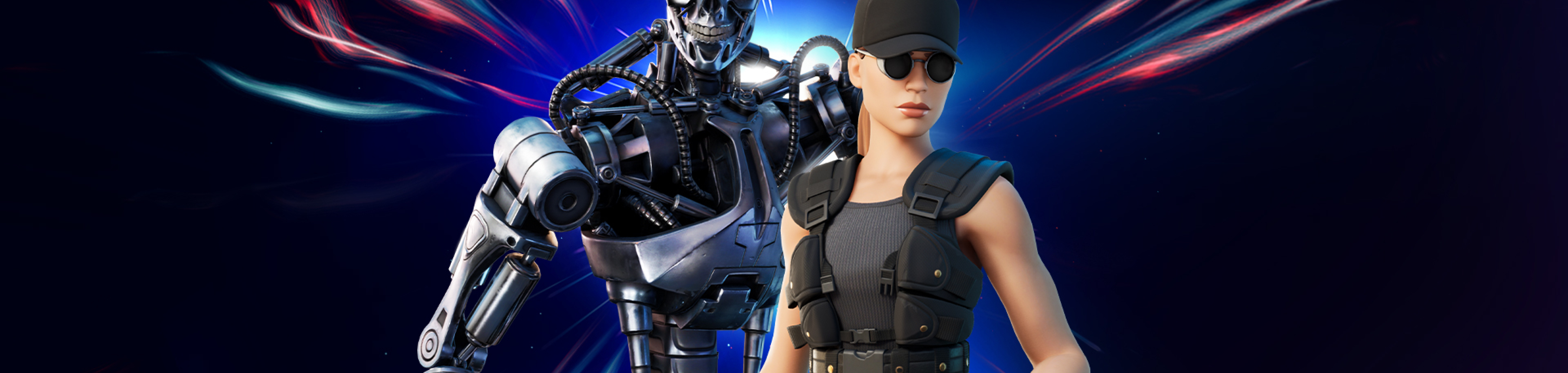 7560x1800 Resolution Sarah Connor and Terminator 800 Fortnite 7560x1800 ...