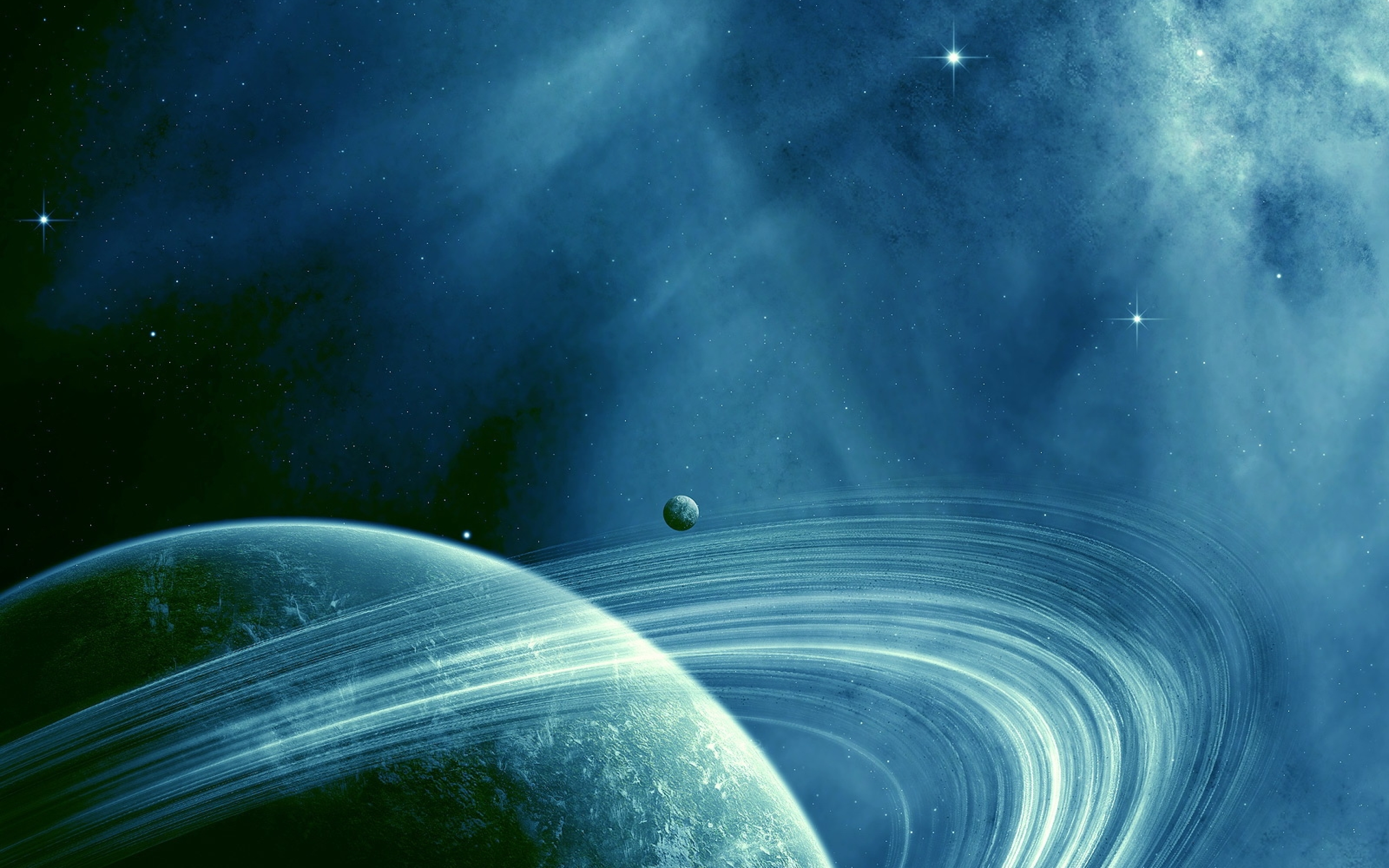 3840x2400 Resolution saturn, blue space, dark space UHD 4K 3840x2400 ...