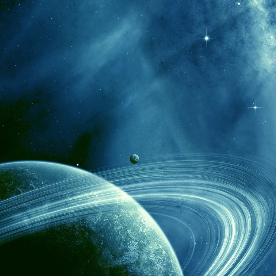 900x900 Resolution saturn, blue space, dark space 900x900 Resolution ...
