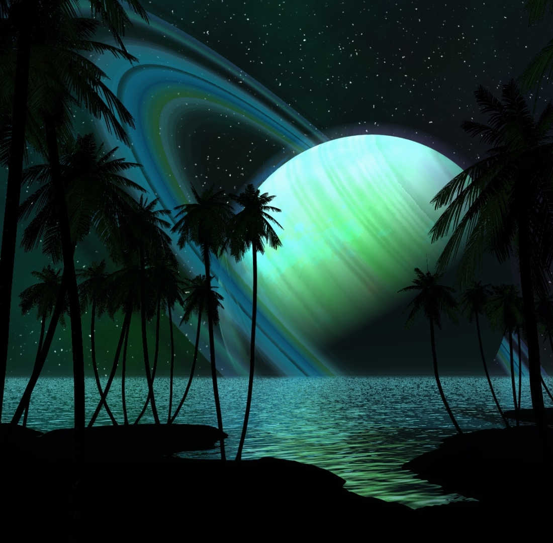 1100x1080 saturn, palm trees, water 1100x1080 Resolution Wallpaper, HD ...