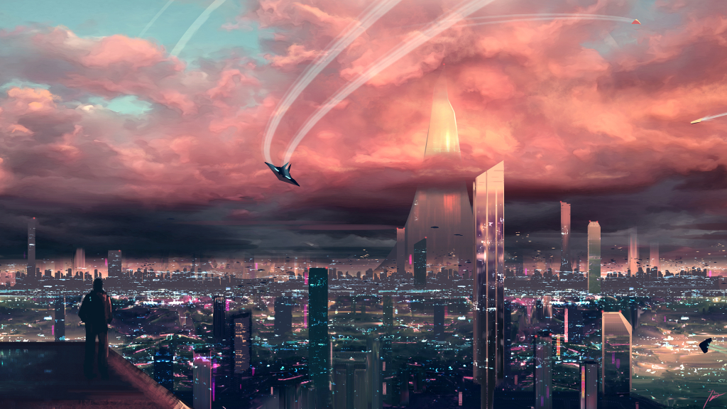 1024x576 Resolution Sci Fi City View HD 1024x576 Resolution Wallpaper ...