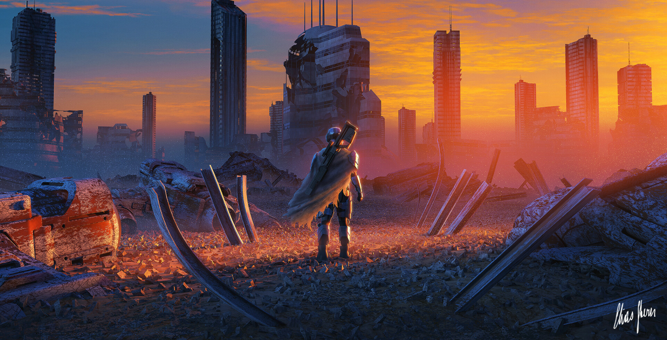 1350x689 Resolution Sci Fi in Post Apocalyptic HD 2022 Digital Art ...