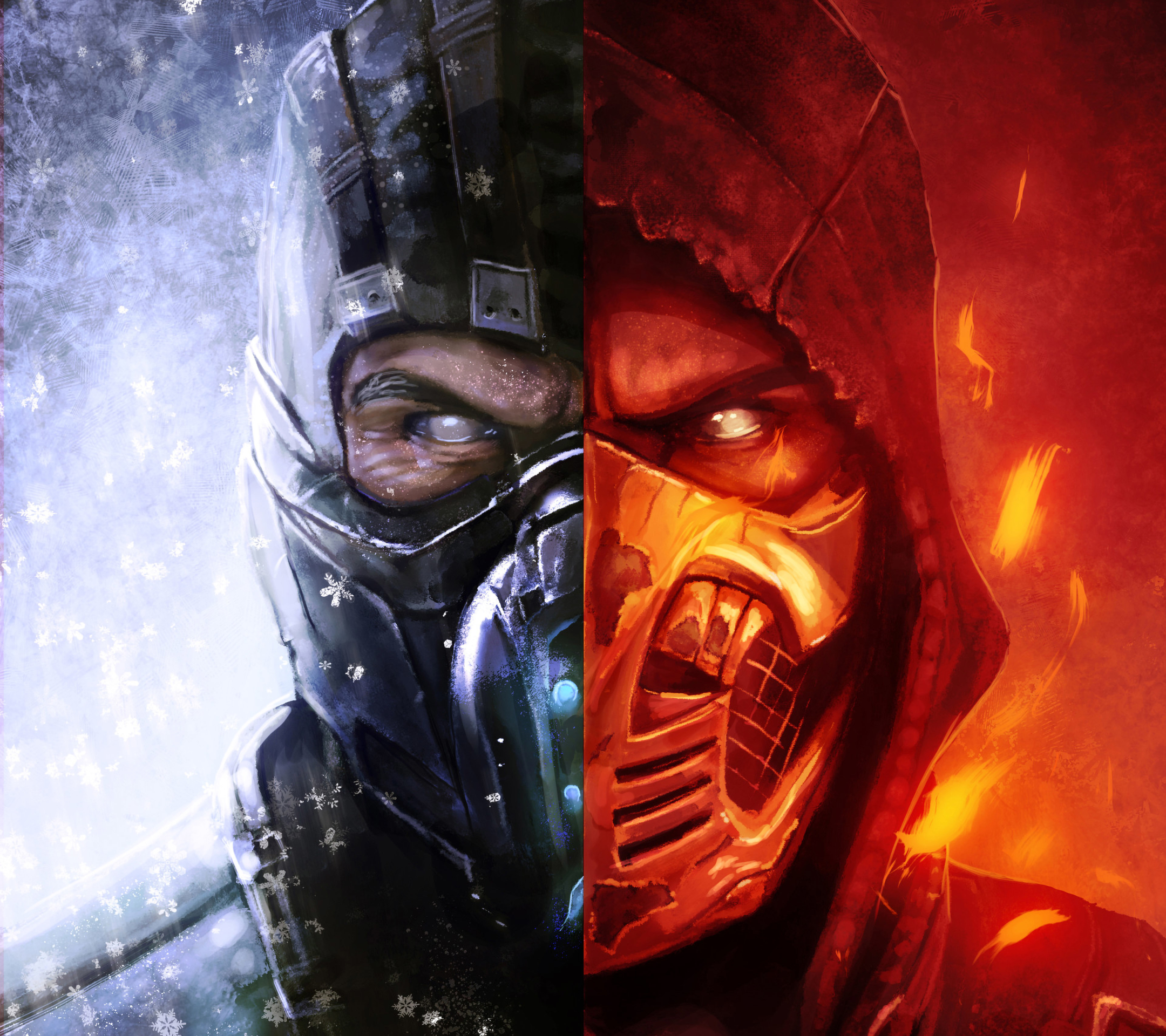 2160x1920 Scorpion Mortal Kombat Ice and Fire Art 2160x1920 Resolution ...
