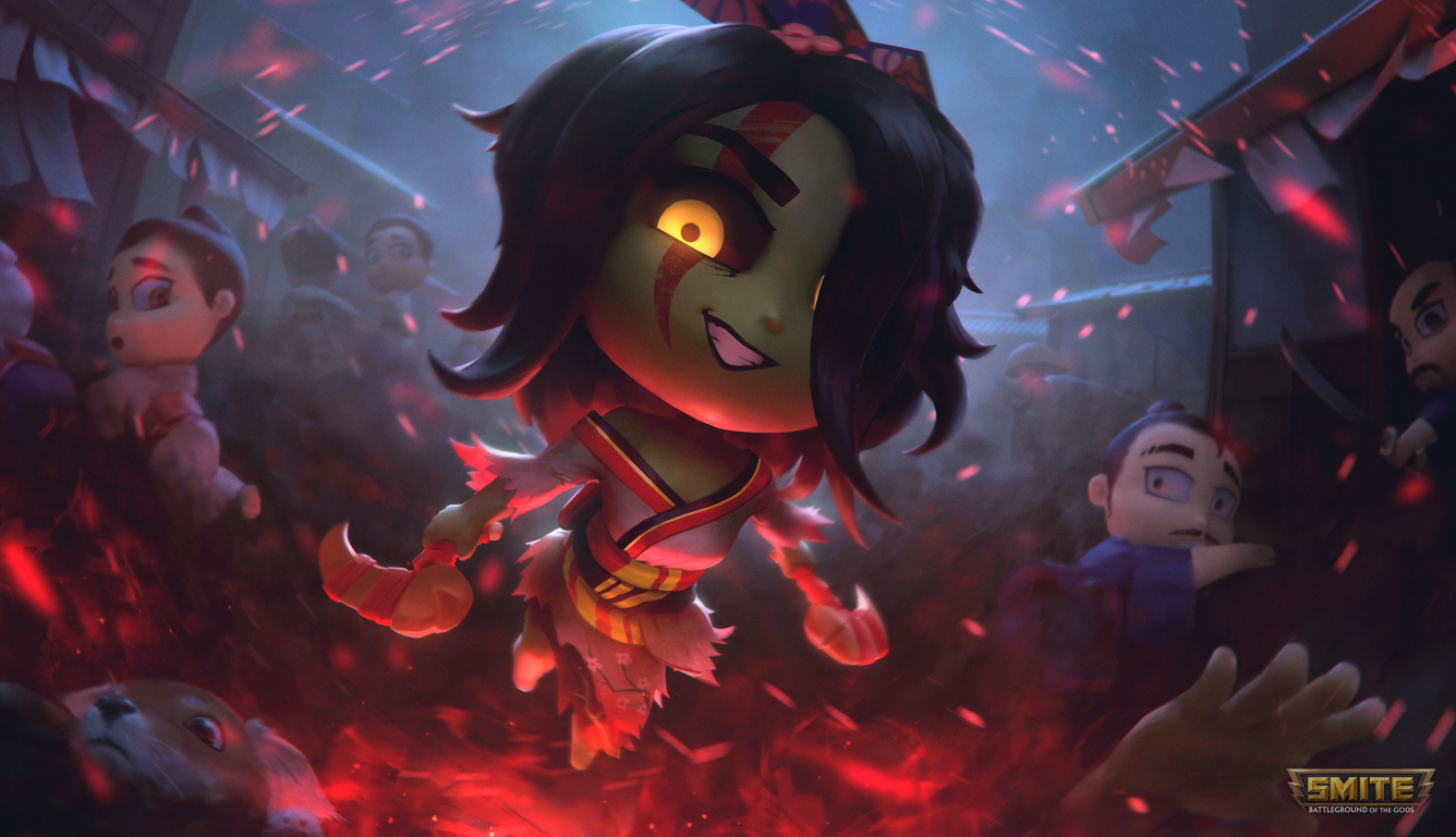 1336x768 Resolution Screamy Chibi Izanami HD Smite HD Laptop Wallpaper ...