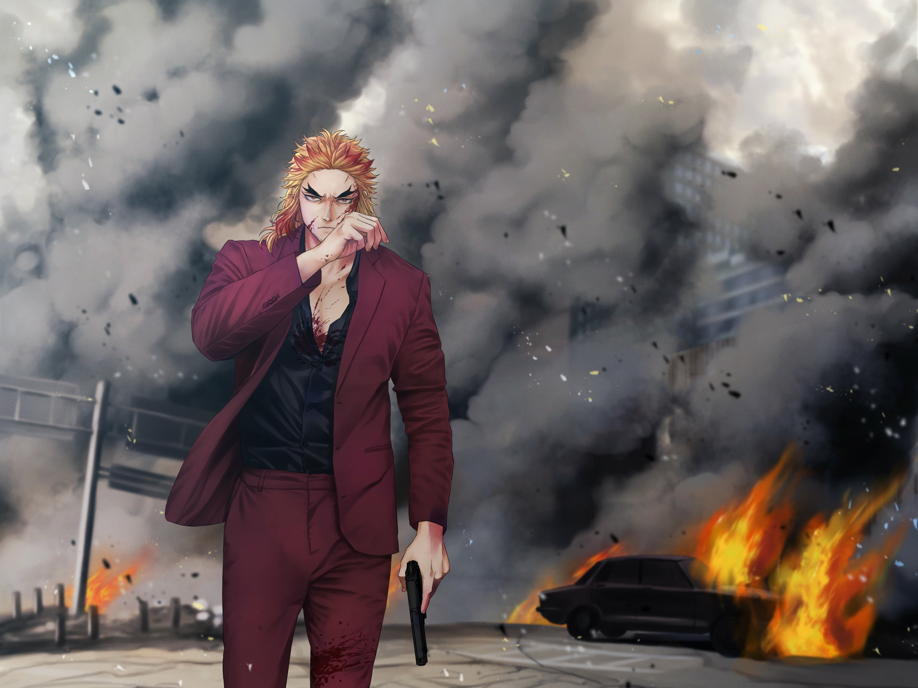 3180x2383 Resolution Shinjuro Rengoku 4K Demon Slayer Kimetsu no Yaiba ...